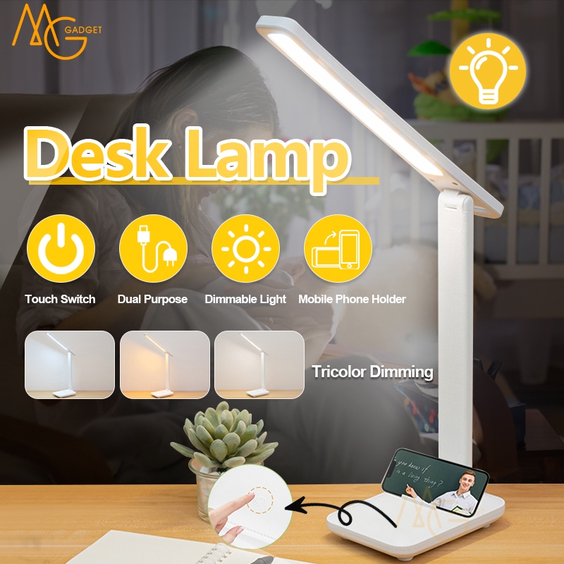 LED Touch Dimming Desk Table Lamp Study Lamp USB Charger Reading Eye ...