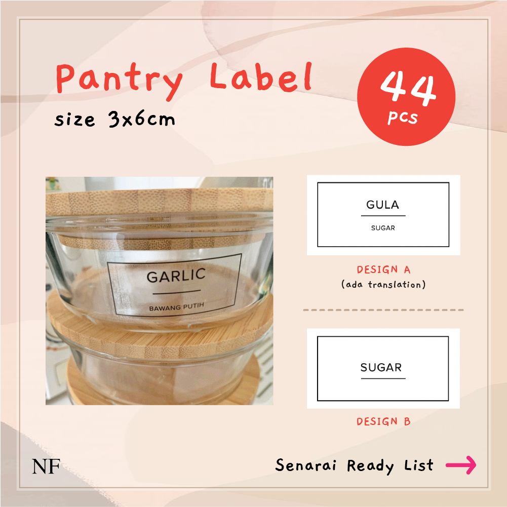 44pcs Sticker Label Dapur Minimalist Waterproof | Shopee Malaysia