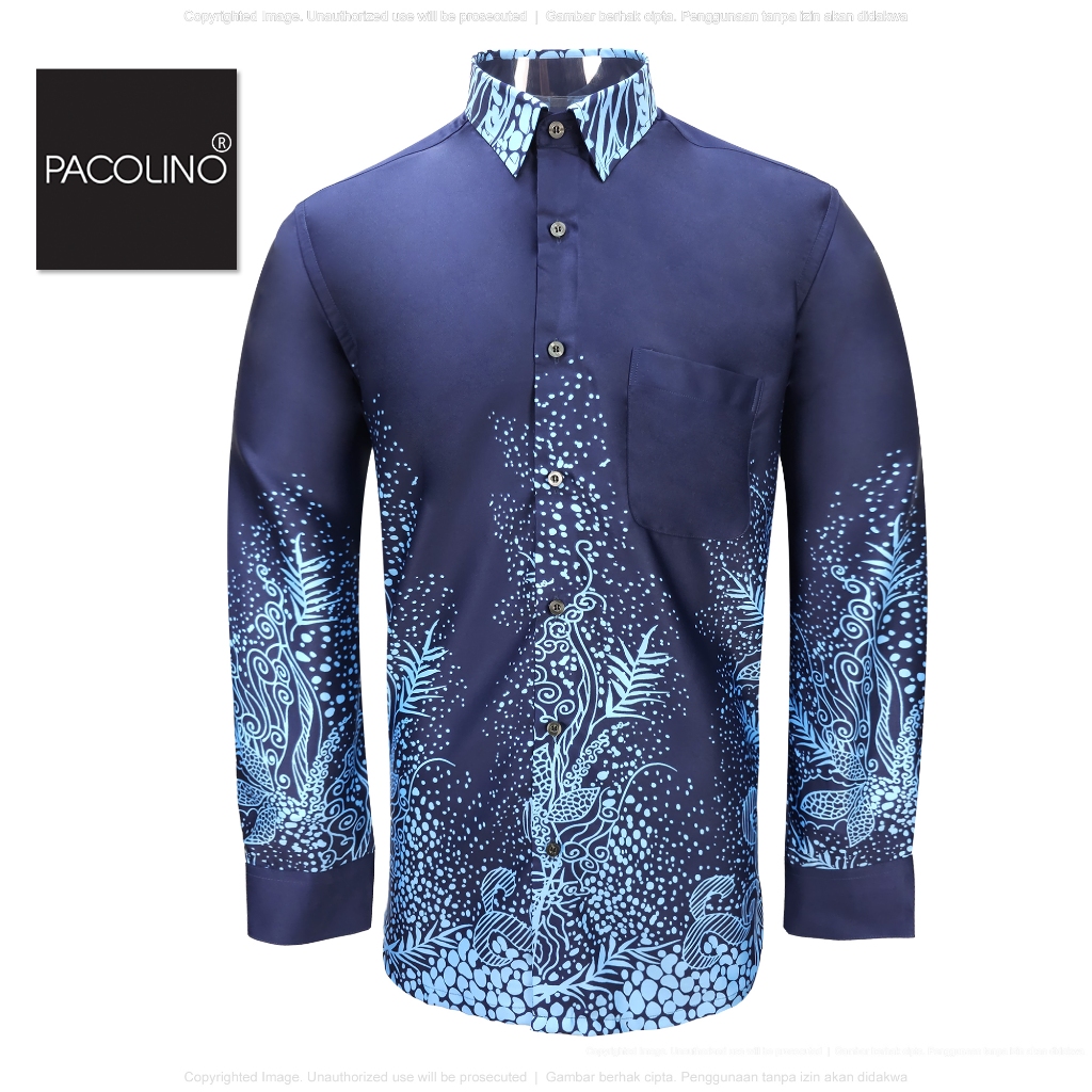 Pacolino Malaysia Men Batik Long Sleeve Regular - Blue Colour 22622 ...