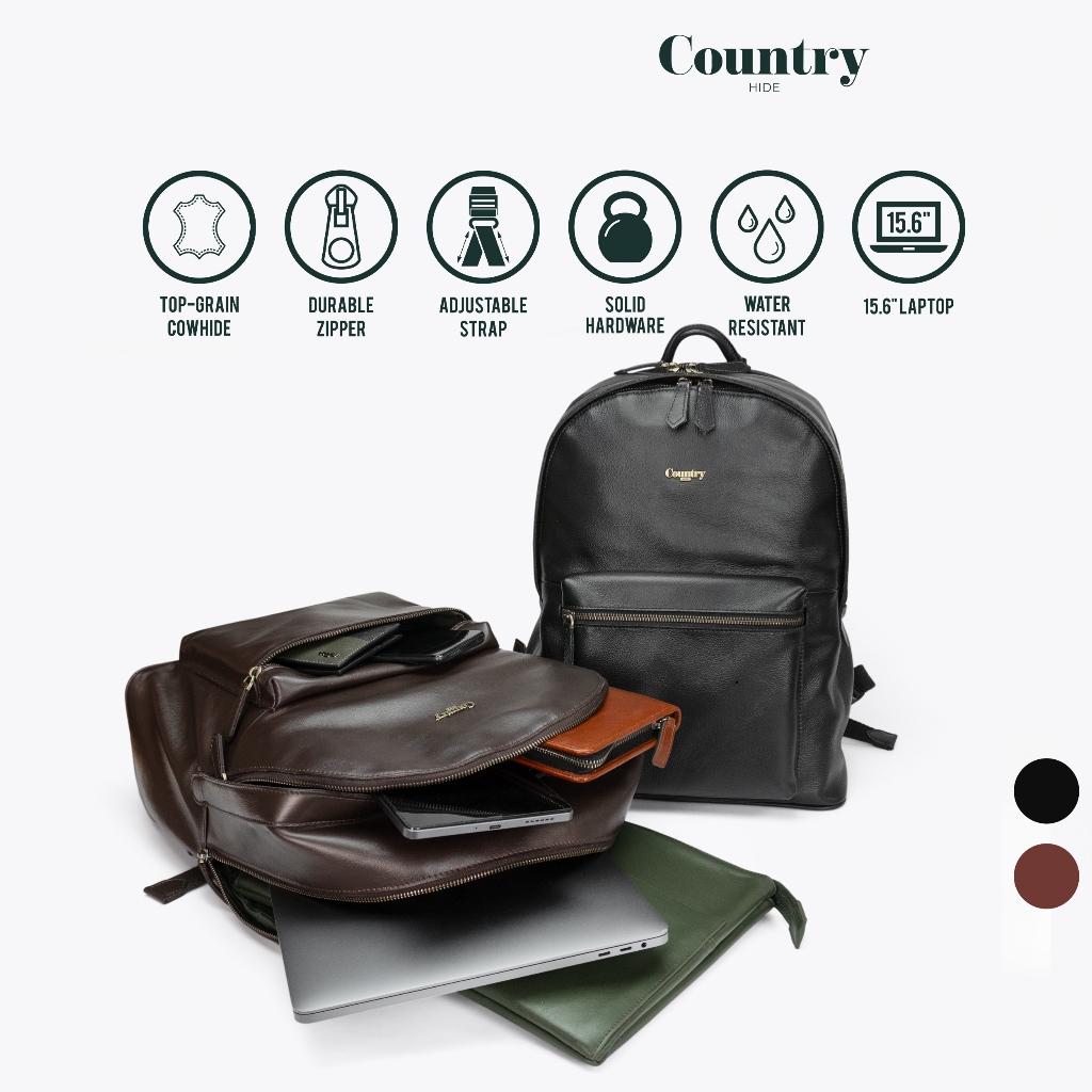 COUNTRY HIDE METRO Top Grain Cowhide Backpack with Checkpoint Friendly ...