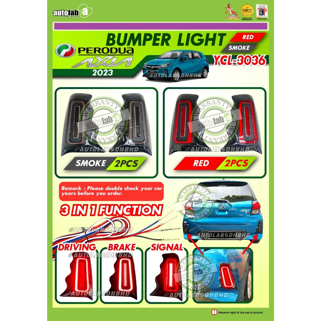 New Perodua Axia 2023 2024 Tail Rear Bumper Lights Lamp LED Reflector ...