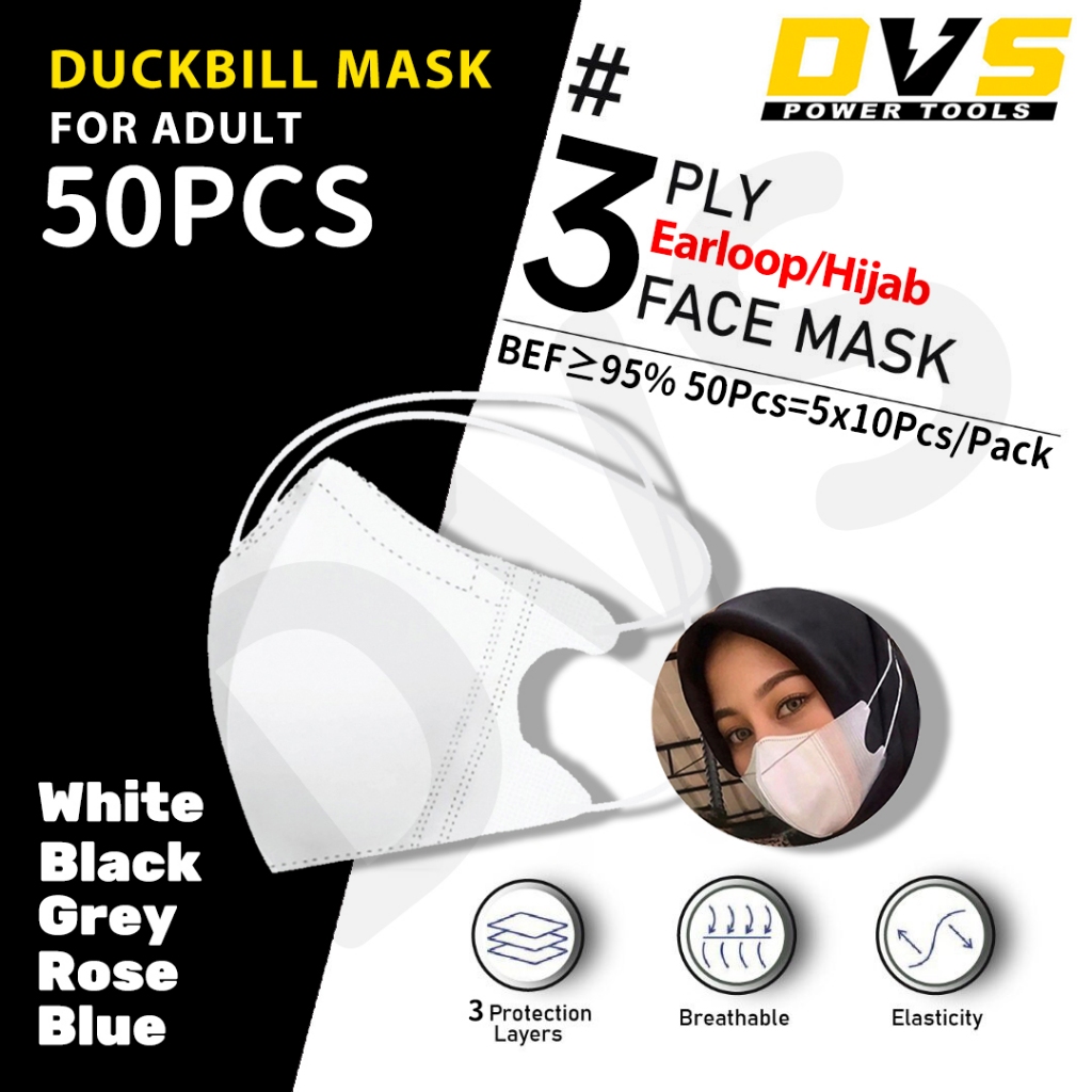 🔥 50pcs Hijab DuckBill Murah 🔥 50PCS 3D Premium Quality 3D Hijab Headloop DuckBill Earloop Face ...