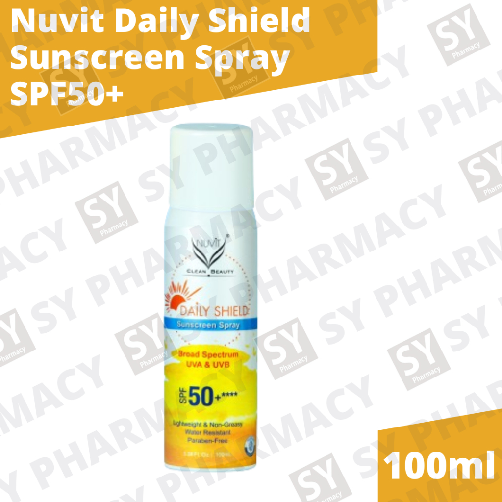 Nuvit Daily Shield Sunscreen Spray SPF50+ 100ml (Exp: 02/2026) | Shopee Malaysia