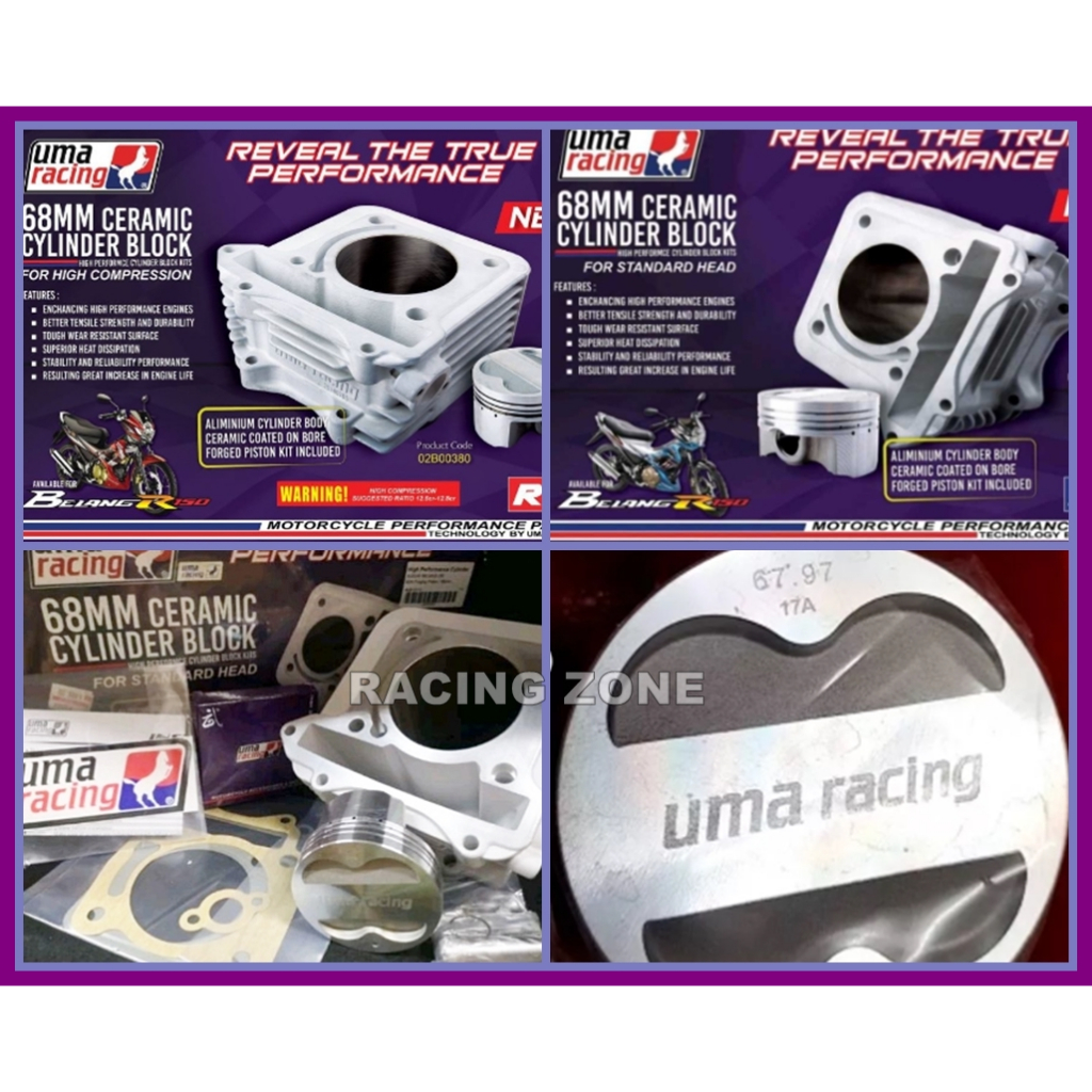 UMA RACING CERAMIC BLOCK SUZUKI BELANG 150 68mm ( FOR HIGH COMPRESSION ...