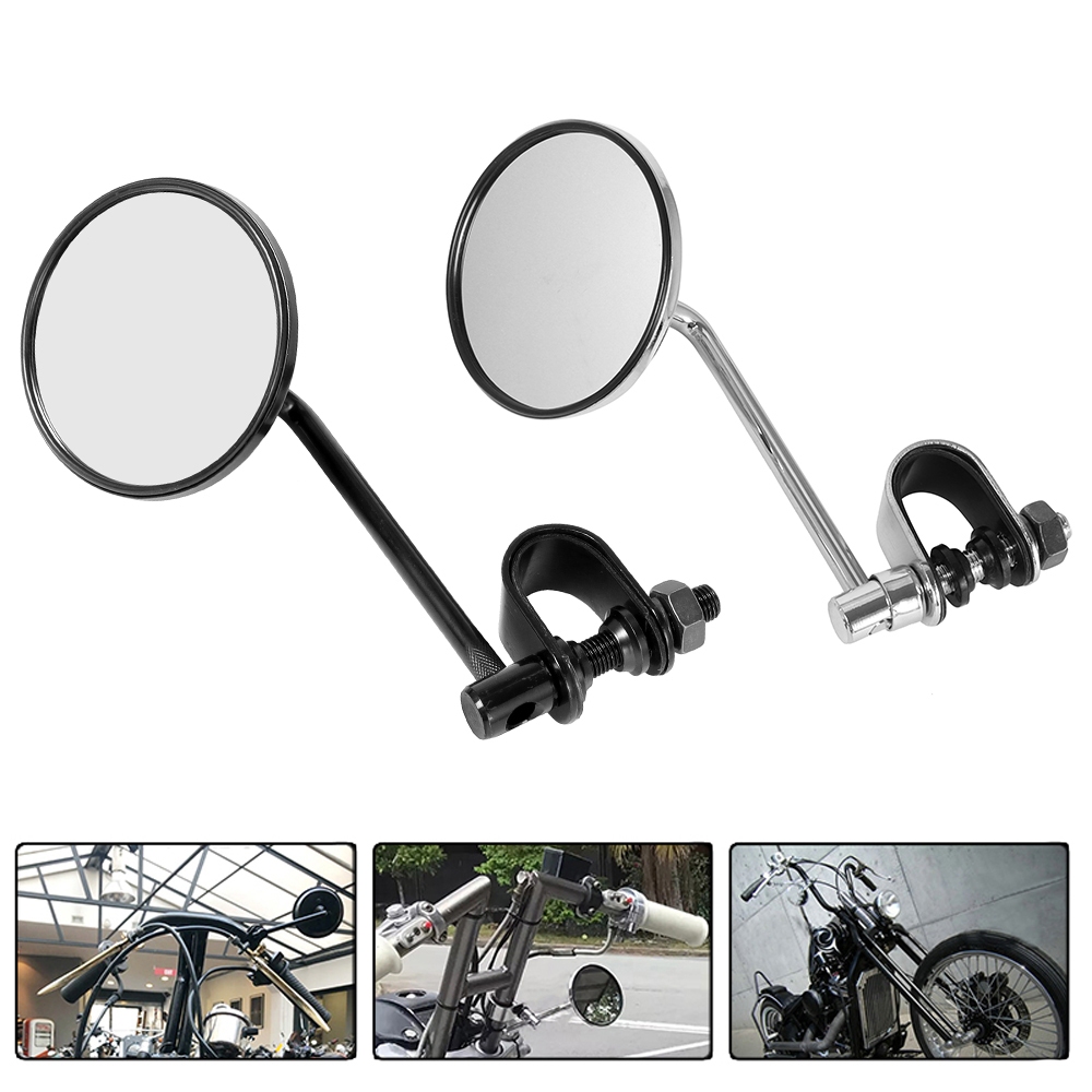 22 25mm Motorcycle Handlebar Rear View Mirrors Round Convex Clip On