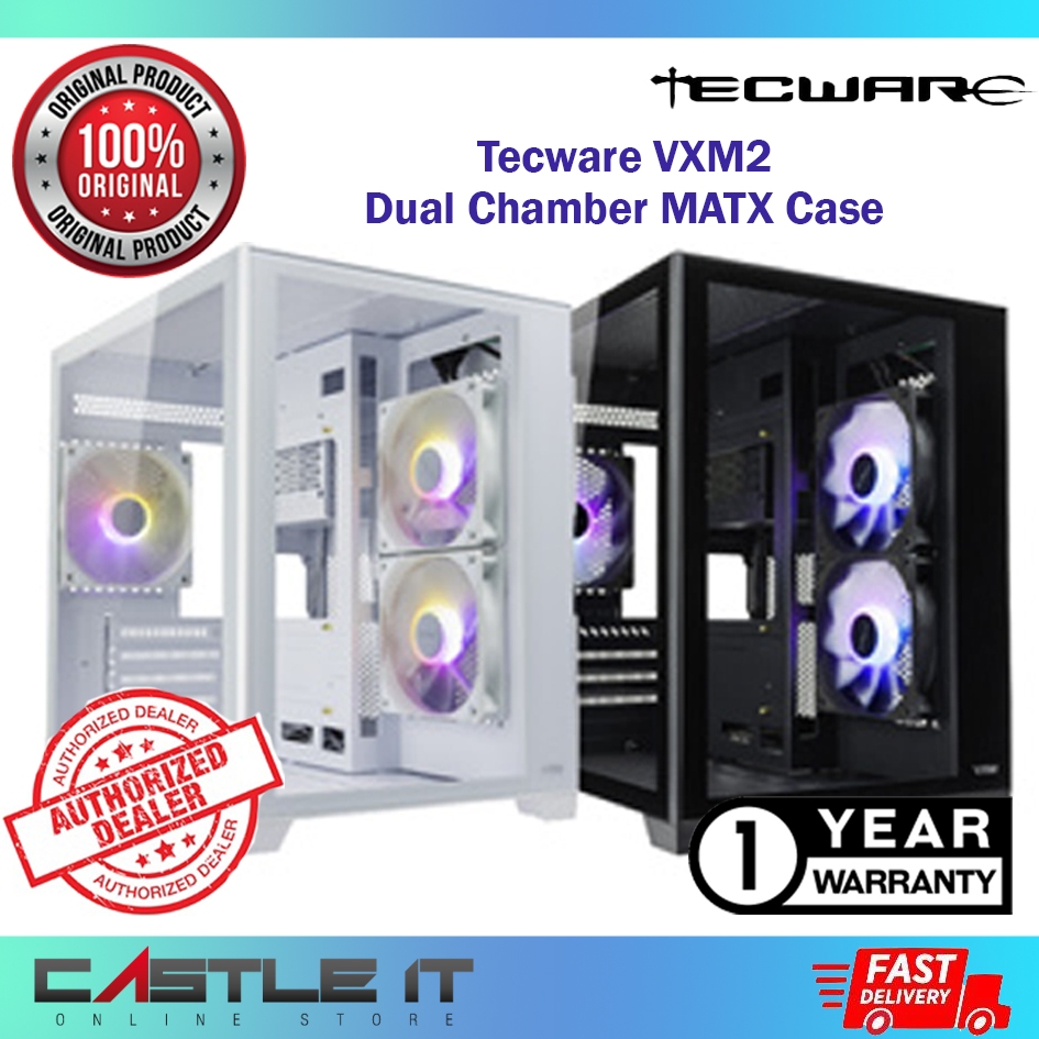 TECWARE VXM2 Premium mATX Gaming Casing Tempered Glass Dual Chamber ...