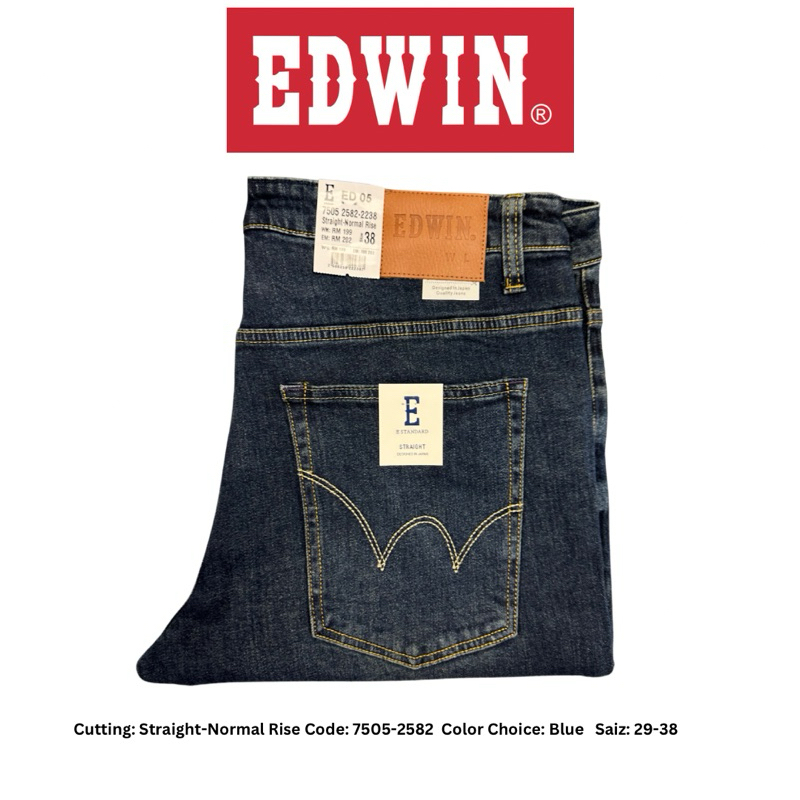 EDWIN Brand Men Straight Cut-Normal Rise Strectchable Jeans(7505-2582 ...