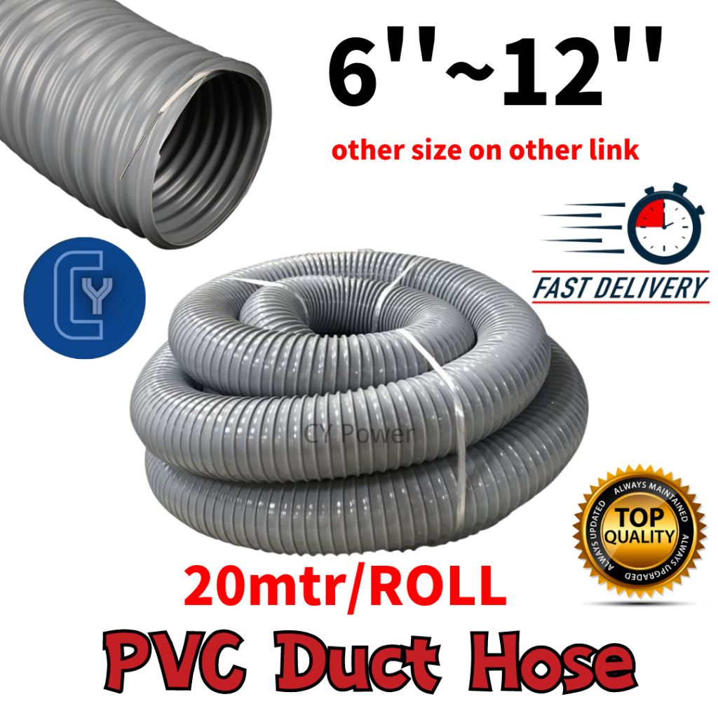 KLASFLEX PVC Flexible Duct Hose Grey Duct Hose 6’’ to 12’’ PCV Ducting ...