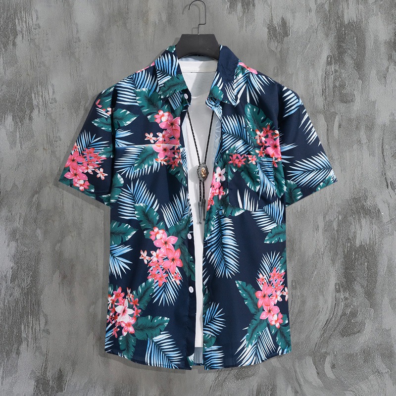 Baju Hawaii T-Shirt Men Women Beach T-shirt Hawaii lelaki Bunga Raya ...