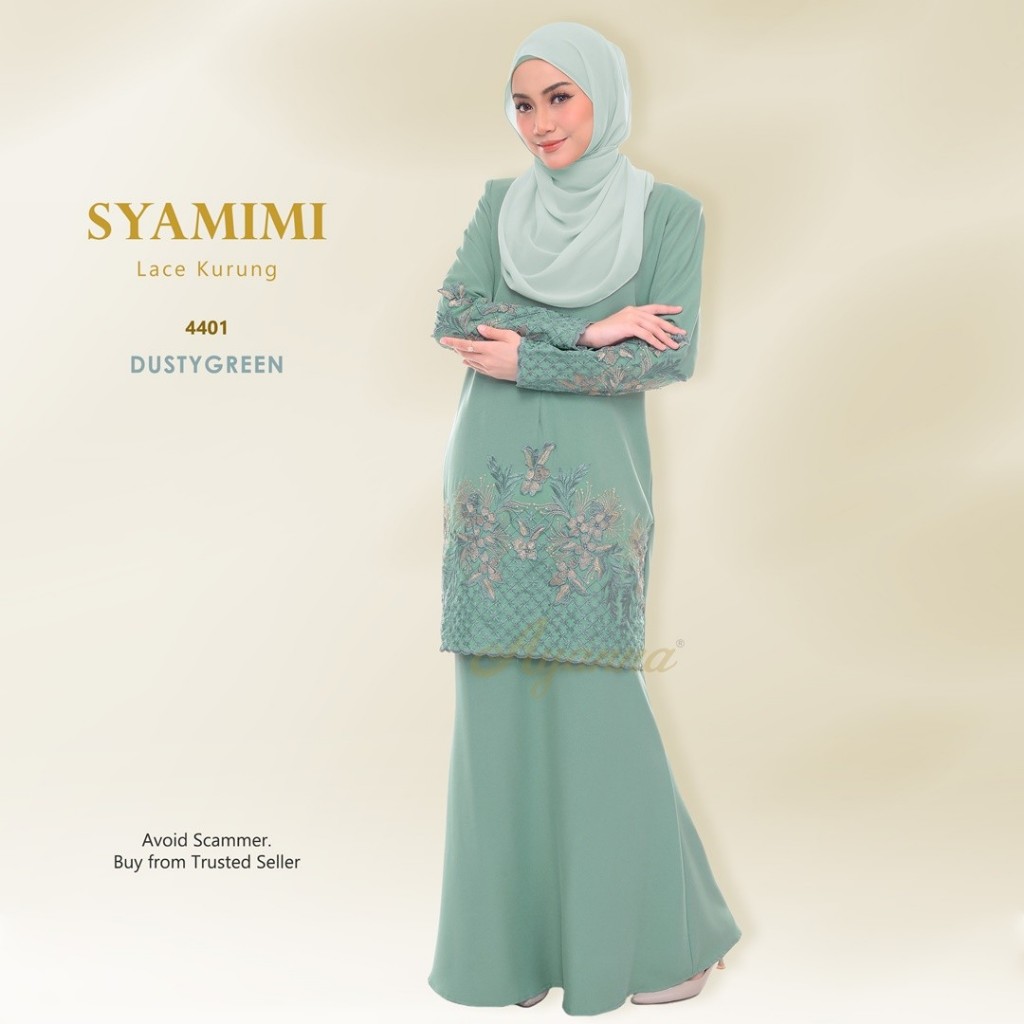 Baju Raya 2024 Dusty Green Combo Perempuan Sedondon Family Ayanna ...