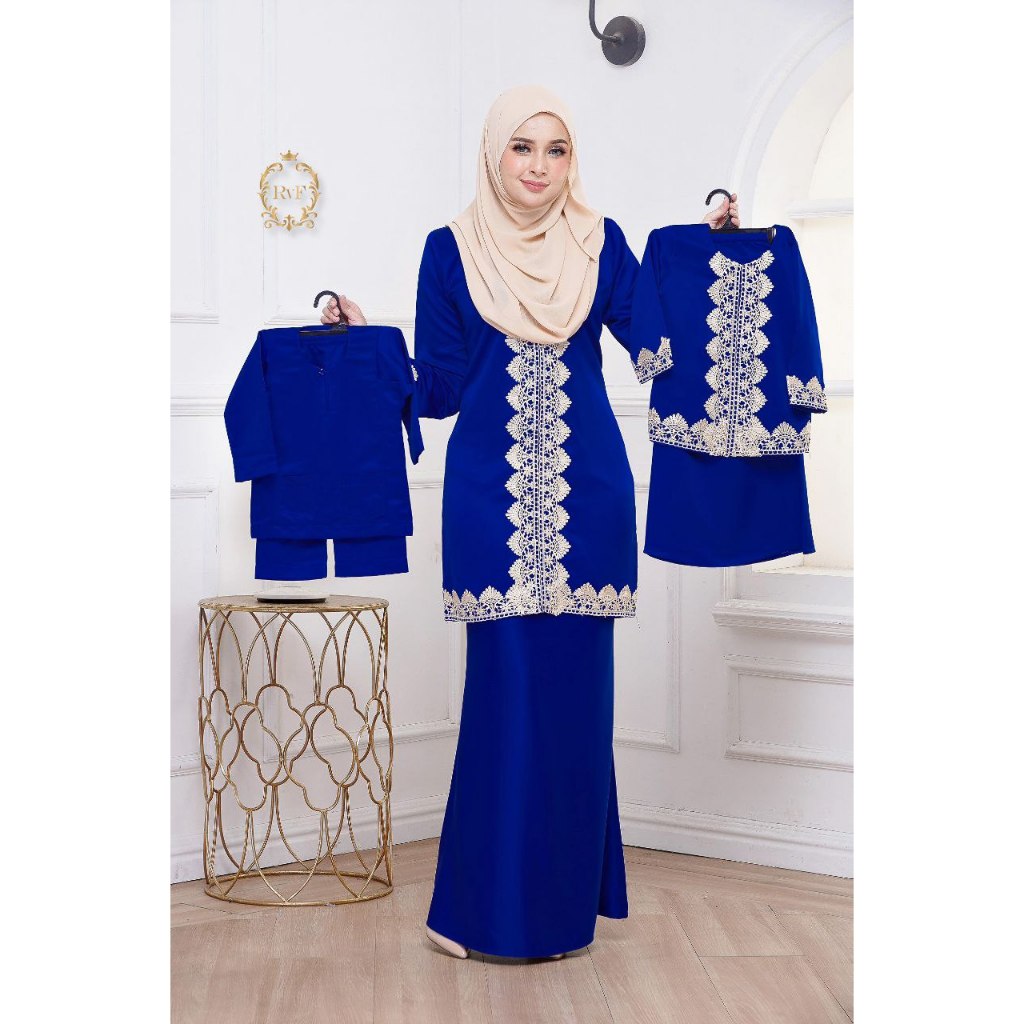 BAJU KURUNG MODEN LACE PLUS SIZE ROYAL BLUE BABY BAJU MELAYU SET FAMILY ...
