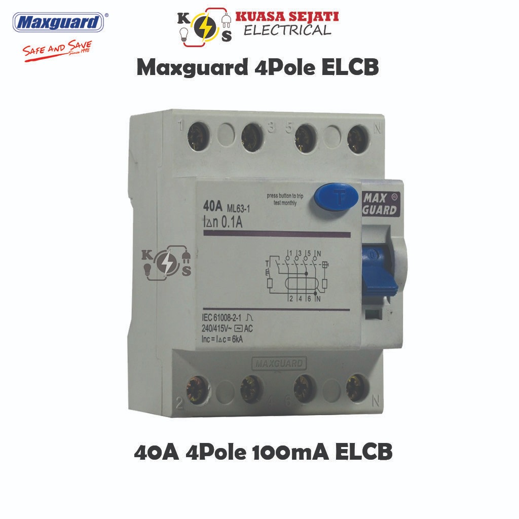 Maxguard 25A, 40A, 63A, 100A 2Pole ~ 4Pole RCCB (ELCB) | Shopee Malaysia