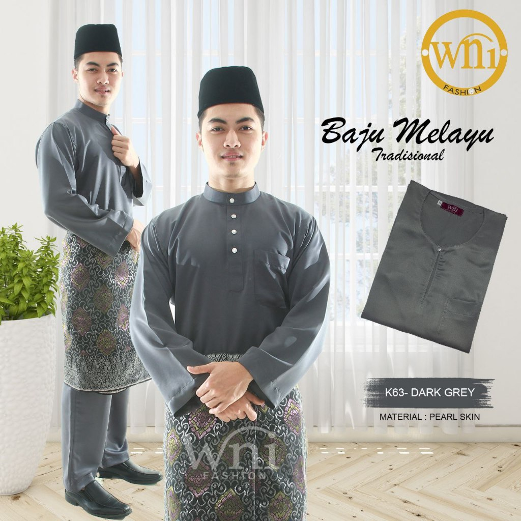 (63 Dark Grey) Baju Melayu Wni Traditional Berpesak | Shopee Malaysia