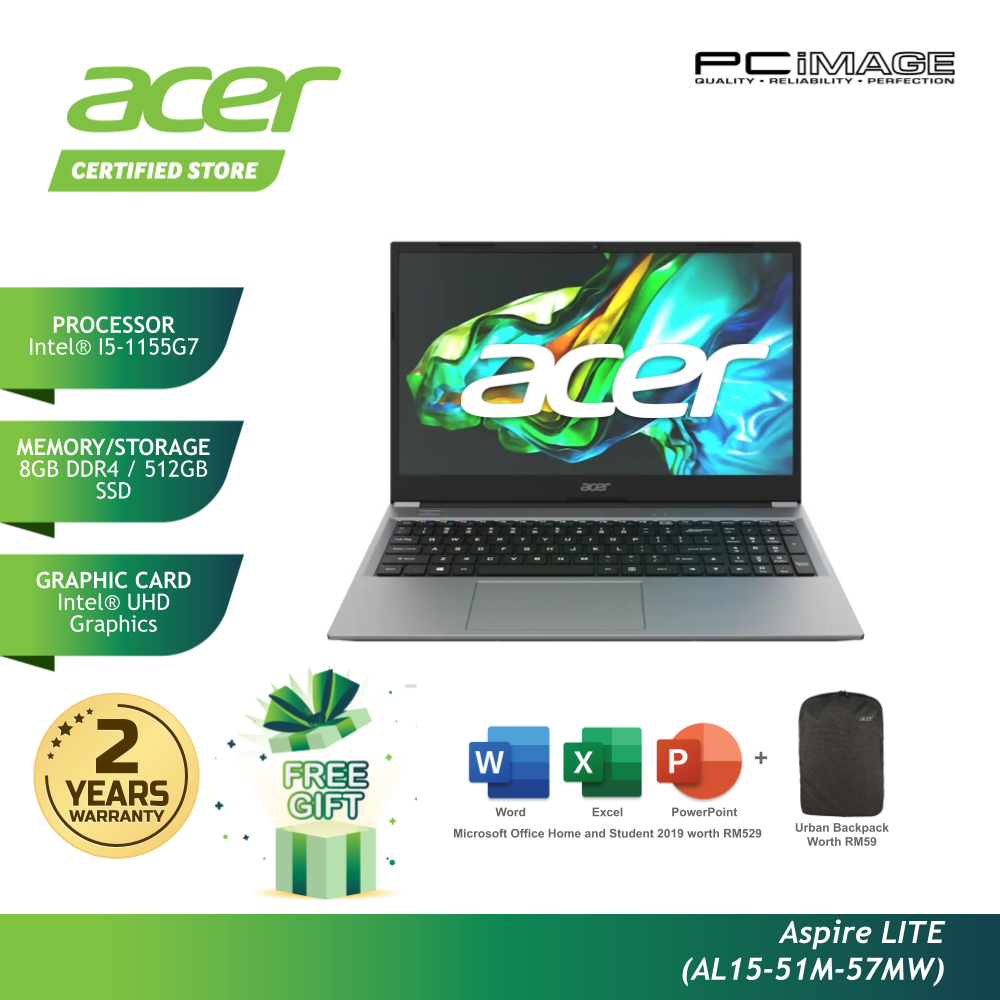 ACER ASPIRE LITE AL15-51M-57MW I5-1155G7/8G DDR4/512GB SSD/UHD/15.6 ...