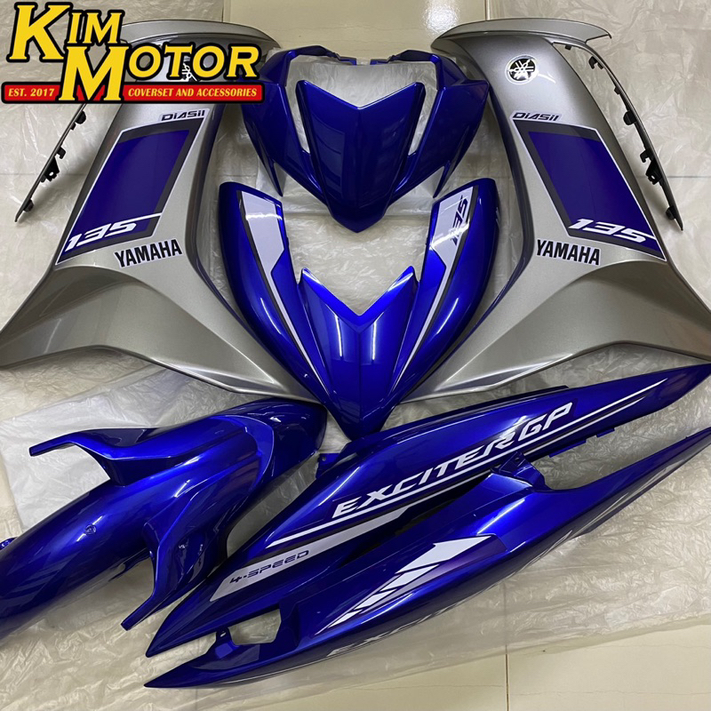 COVERSET LC V8 ORIGINAL VELOZI EXCITER GP 2015 BLUE SILVER BIRU STRIPE ...