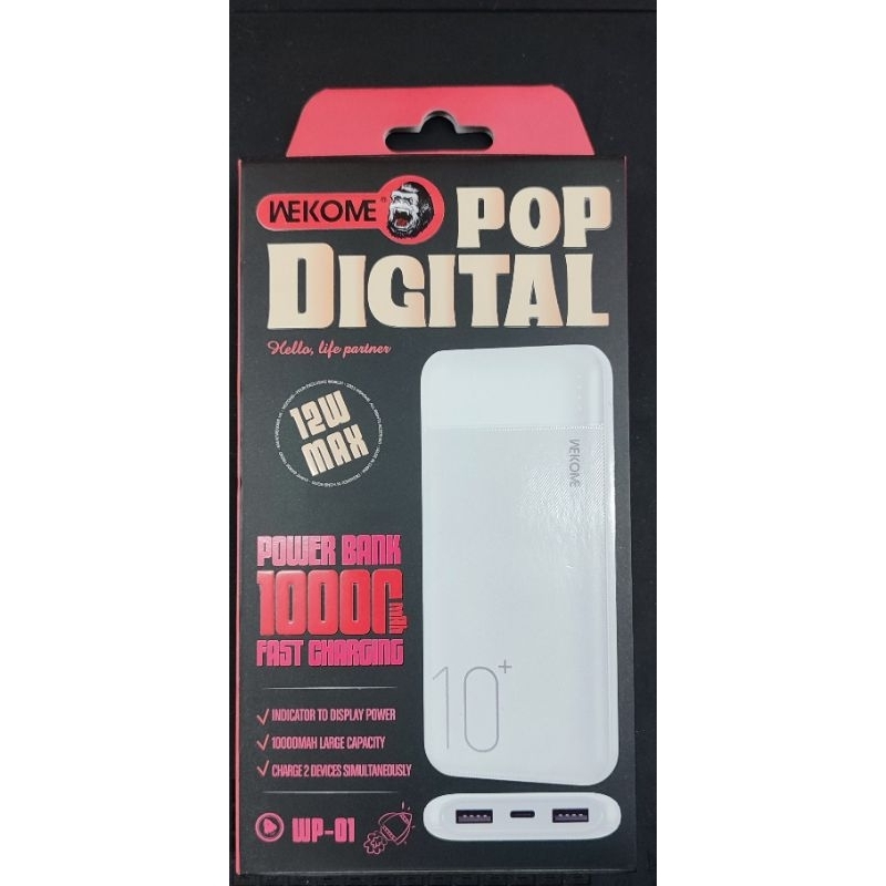 WEKOME DIGITAL POP 2PORT 10000MAH POWER BANK (WHITE) | Shopee Malaysia