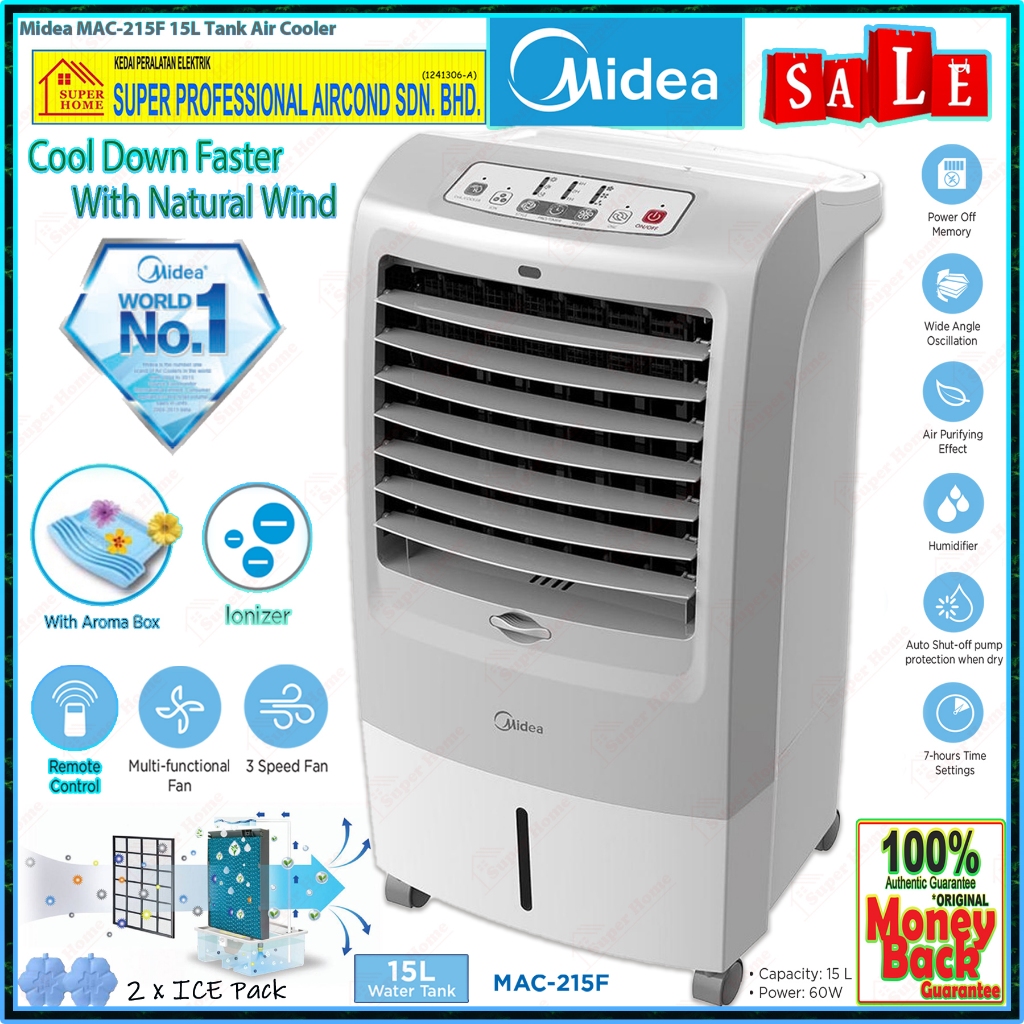 Midea Air Cooler MAC-215F ionizer Air Cooler with Remote Control Pwp ...