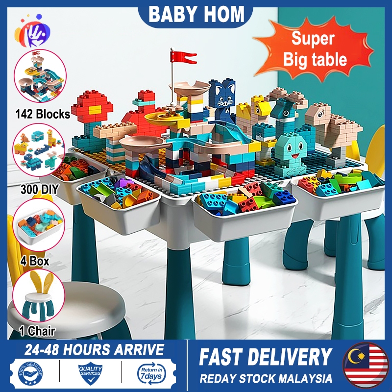 Large Building Blocks Table for Kids Children Drawing Study Desk 513pcs ...