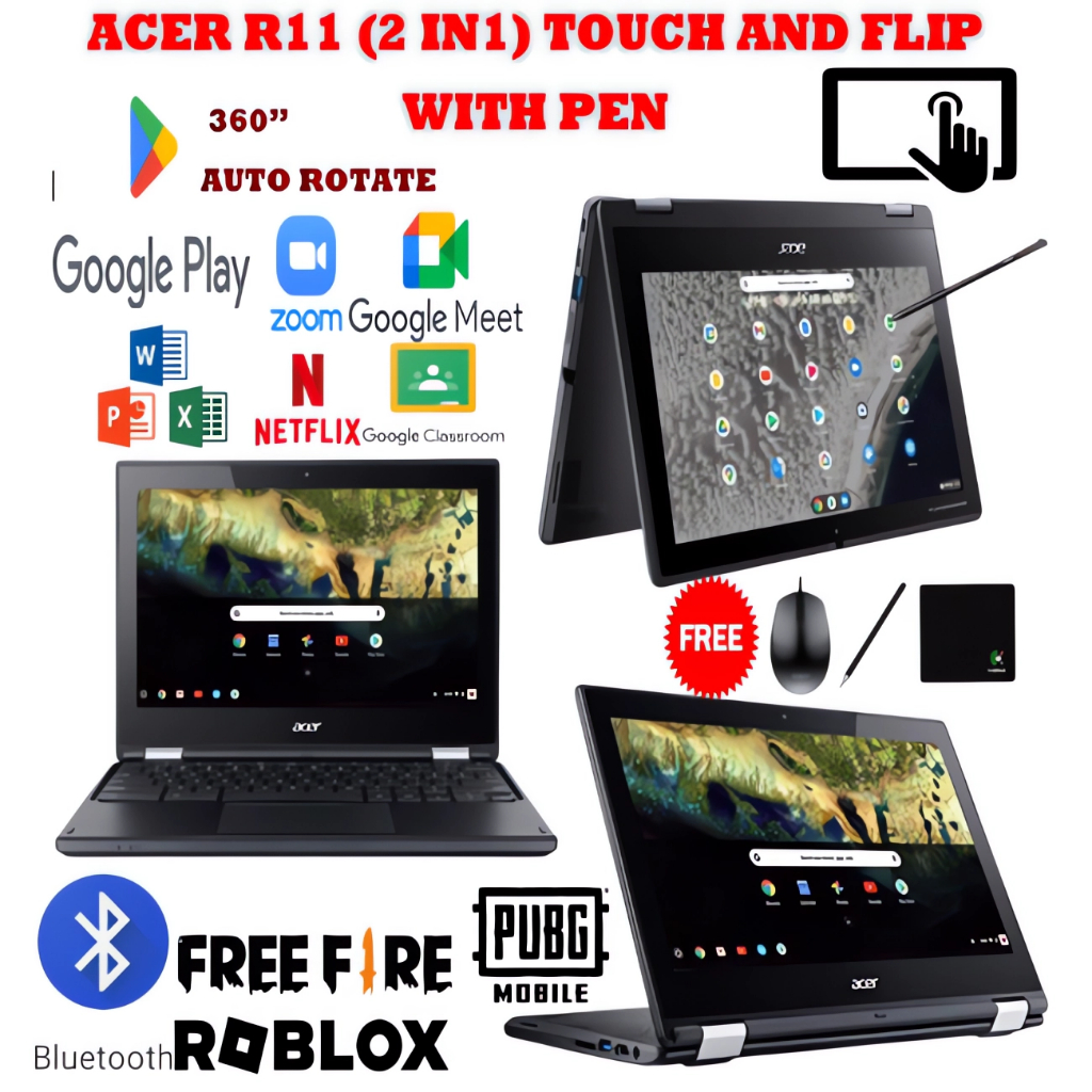 ACER R11 CROMEBOOK TOUCHSCREEN AND FLIP (2 IN1) 4GBRAM 32GB SSD /FREE ...
