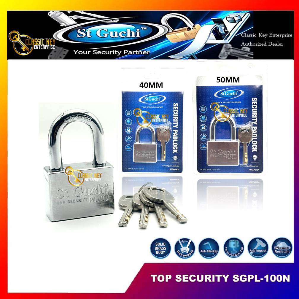 St guchi Padlock SGPL100N x 1 pc SIRIM Approved pad lock 40mm 50mm ...
