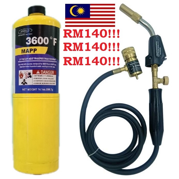[Special Promo] Mapp Gas Self Ignition Turbo Torch with Hose + Mapp Gas ...