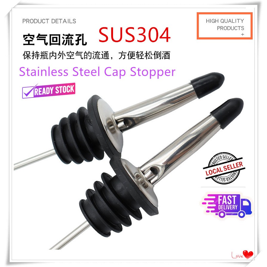Cap Stopper Stainless Steel 304 Liquor Pourer Flow Wine Bottle Pour ...