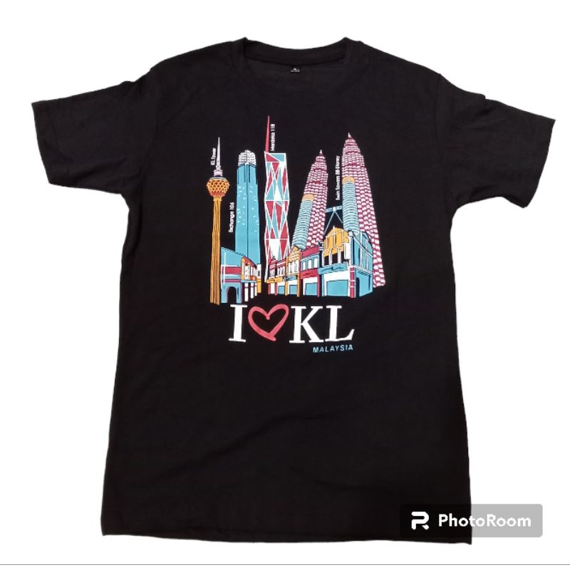 Round Neck Basic Cotton T-Shirt with KLCC Print Short Sleeved T-Shirt ...