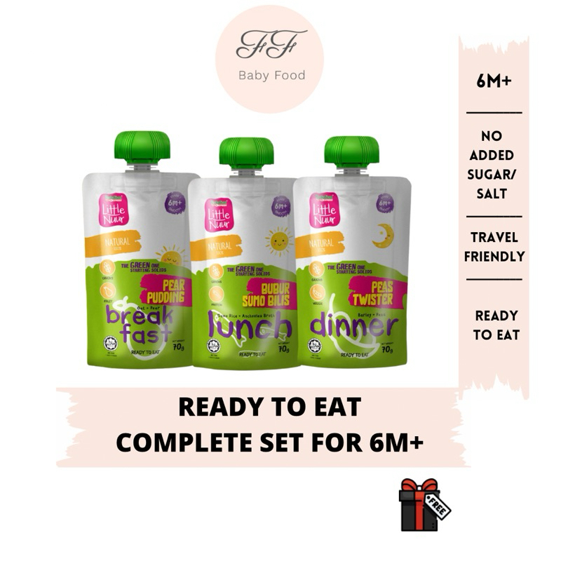 LITTLE NUUR READY TO EAT BABY PORRIDGE/ PUREE / TRAVEL FRIENDLY FOOD ...