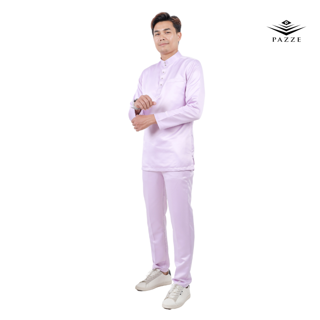 Pazze Baju Melayu Modern Slim Fit - Soft Yellow Elegant Gold Lilac ...
