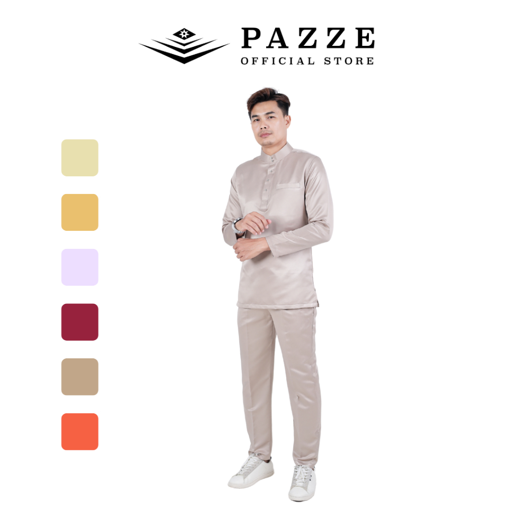 Pazze Baju Melayu Modern Slim Fit - Soft Yellow Elegant Gold Lilac ...