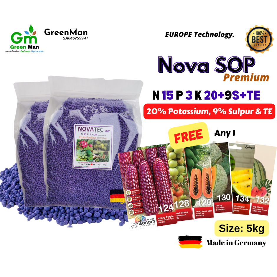 5kg Baja Buah Fruit Growth Fertilizer NOVATEC SOP-Premium NPK 15-3-20-2 ...