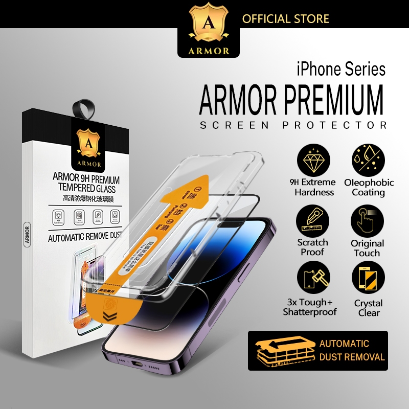 ARMOR Full Cover 3D iPhone 15 / 16 Pro / Pro Max / Plus Tempered HIGH ALUMINA Glass Screen ...