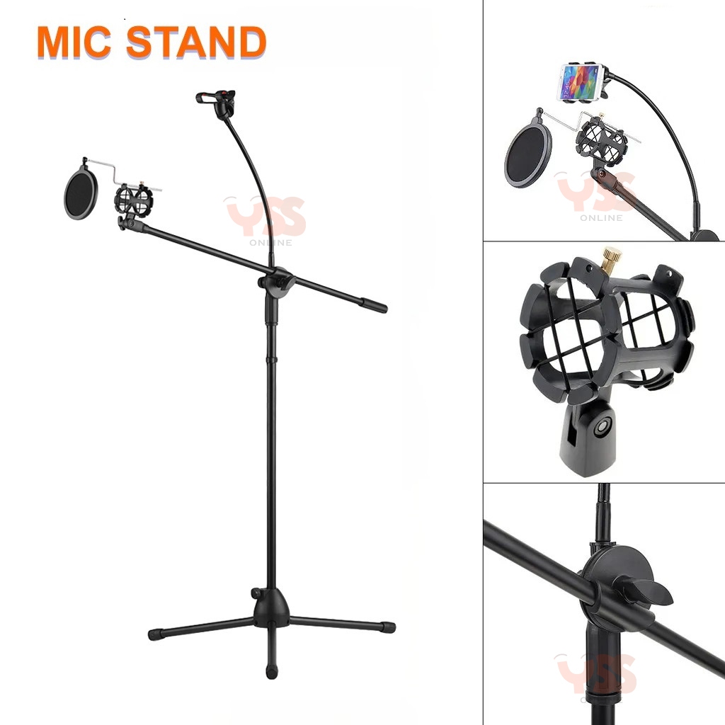 Adjustable Mic Stand Microphone Tripod Stand with Mic Holder Floor ...