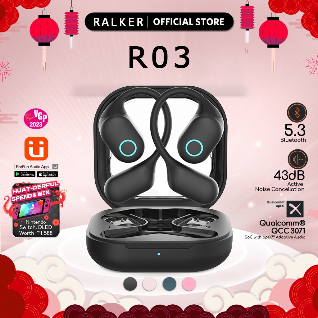 RALKER R03 Wireless Earbuds with Bluetooth V5.3 Built In Mic IP55 Touch ...