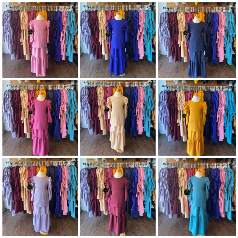 set peplum puff baju raya kanak-kanak 2024 | Shopee Malaysia