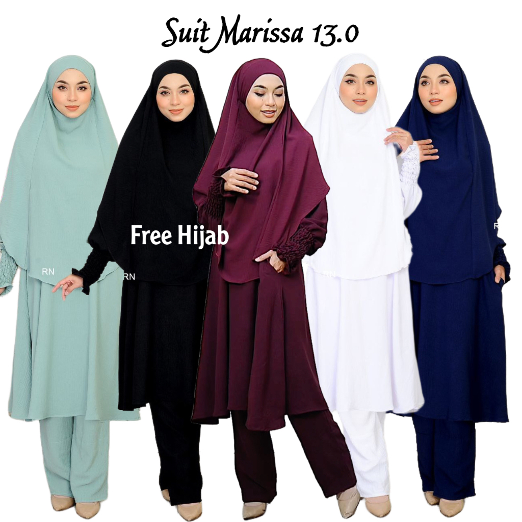 Muslimah Suit MARISSA 13.0 [FREE TUDUNG] Jubah Seluar Umrah Hitam Putih ...
