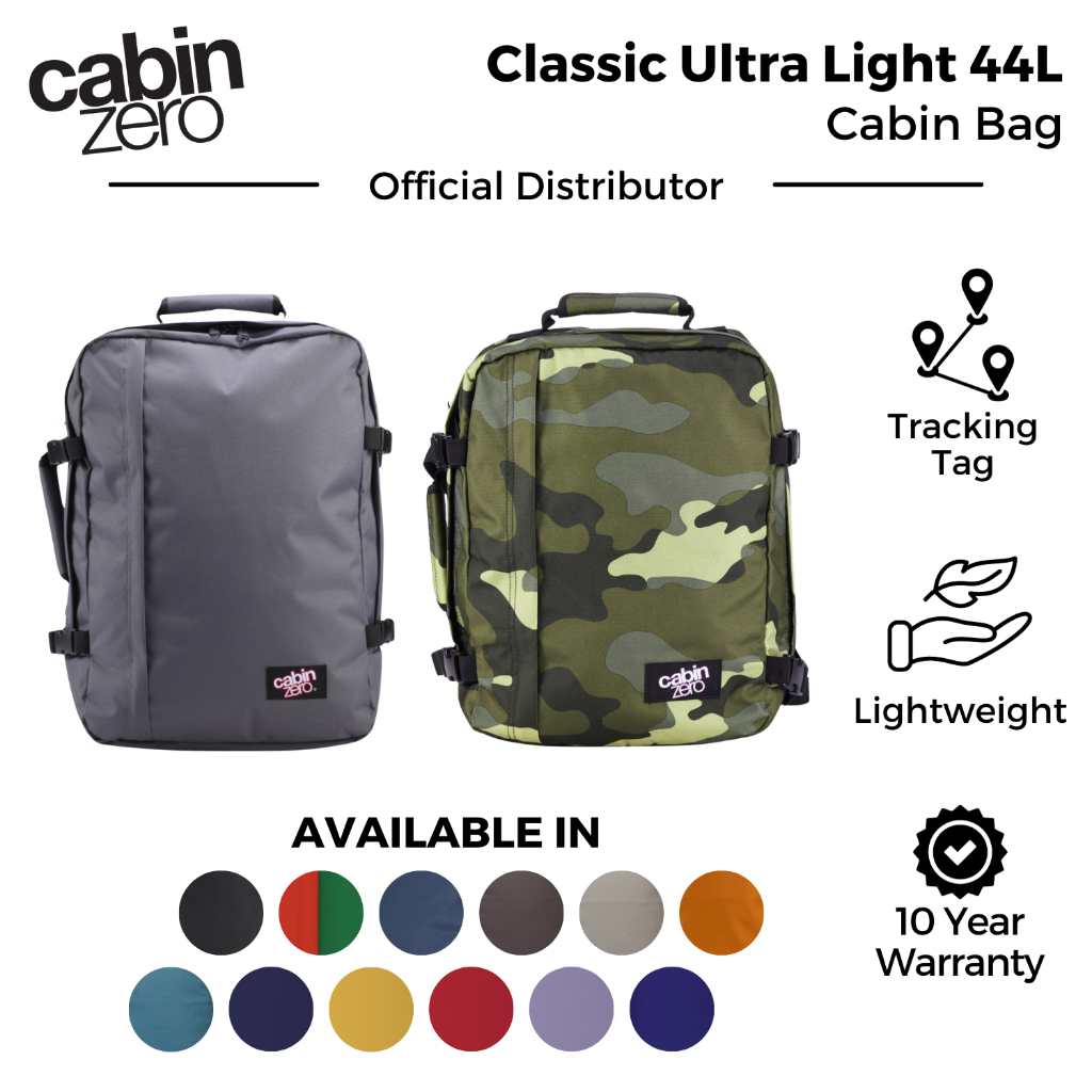 Cabinzero Classic Ultra Light Cabin Bag With Luggage Trackers 44L ...