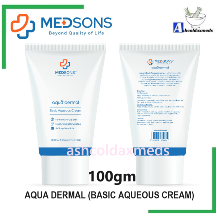Medsons Aqua Dermal Basic Aqua Cream 120g (For Normal To Dry Skin ...