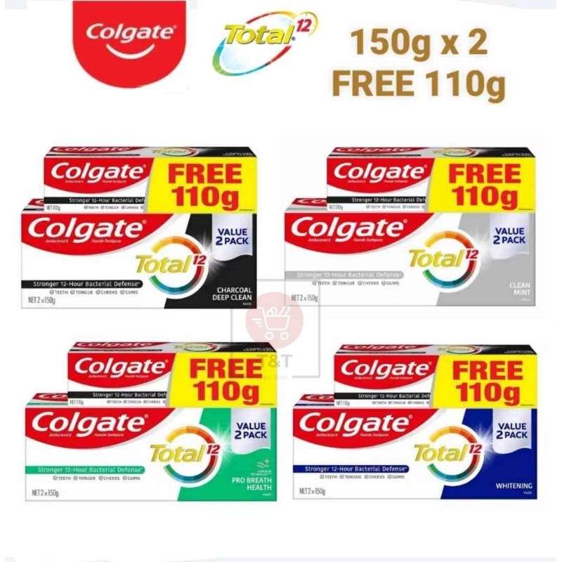 Colgate Total Toothpaste Value Pack 150g x 2 (Free 110g) | Shopee Malaysia