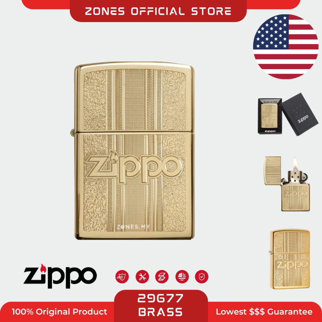 🇺🇸 Zippo 29677 Decorative Engraved High Polish Brass Windproof Lighter | 100% Original | Made in ...