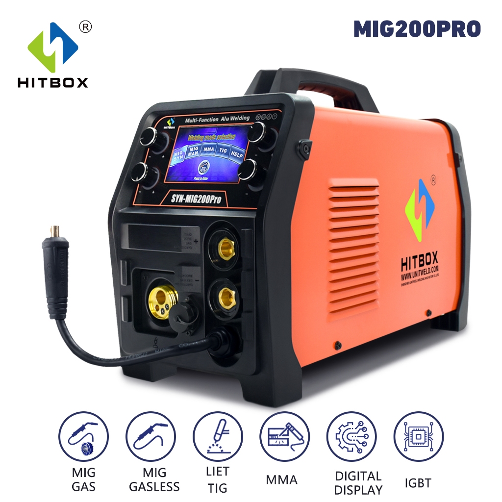 HITBOX SYN MIG200 Pro 200A Weld Aluminum MIG Welder MIG TIG MMA Stick ...