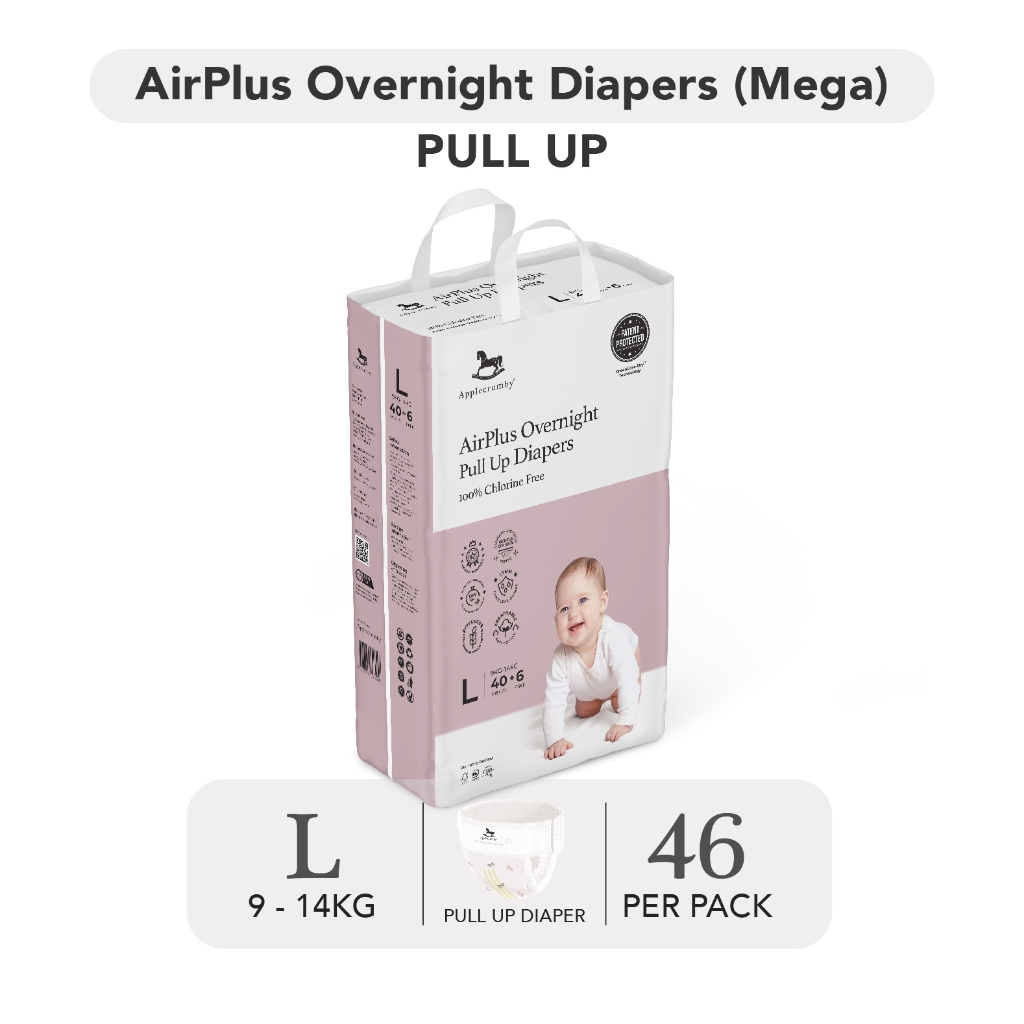 Applecrumby 100% Chlorine Free Premium Overnight Tape Diapes / Pull Up ...