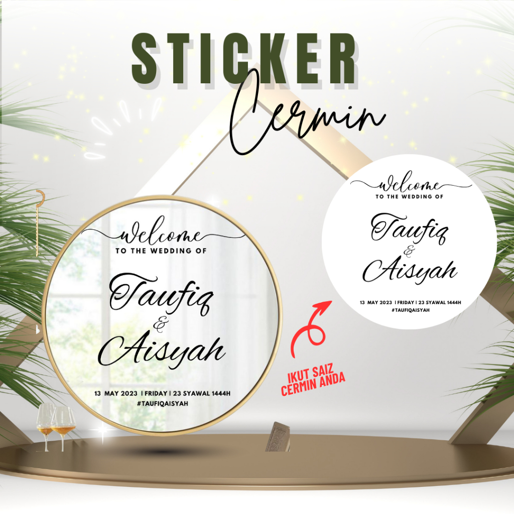 STICKER SAHAJA Sticker Custom Welcome Board Round Mirror Wedding ...