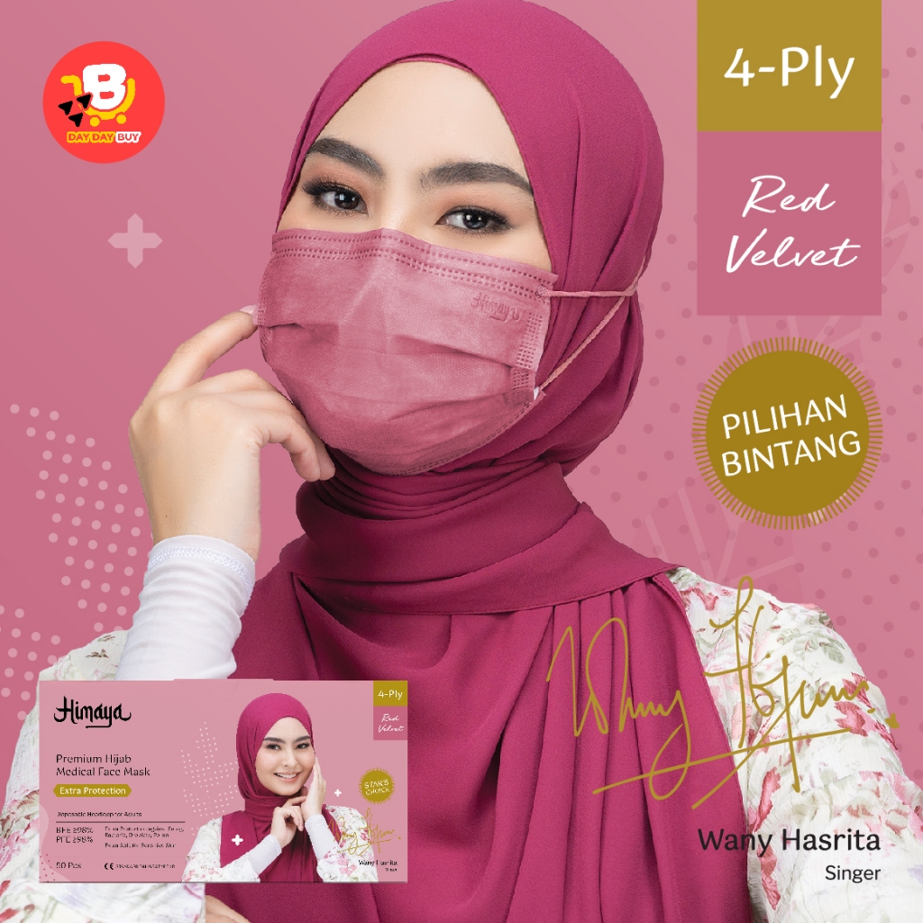Himaya 4-Ply Hijab Premium Medical Face Mask 50s - Red Velvet (HIMAYA ...