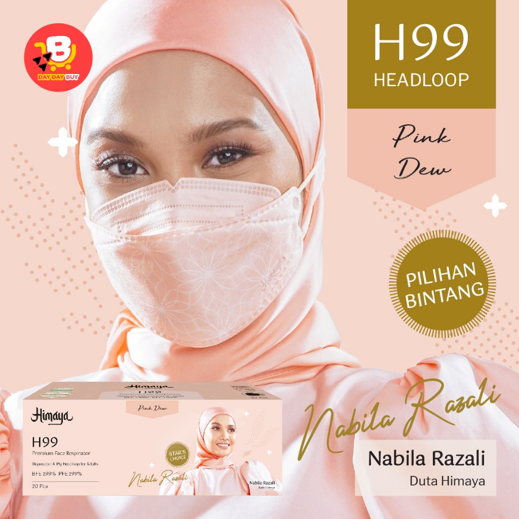 Himaya H99 Hijab Premium Face Respirator 20s - Pink Dew (HIMAYA) | Shopee Malaysia