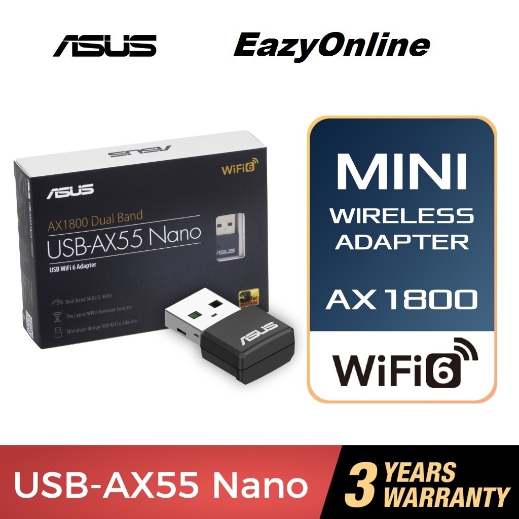 Asus USB-AX55 Nano AX1800 Dual Band WiFi 6 USB Adapter | Shopee Malaysia