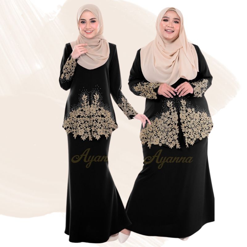 BLACK / BAJU KURUNG MODEN PLUS SIZE / BAJU KEBAYA / BAJU RAYA / HITAM ...