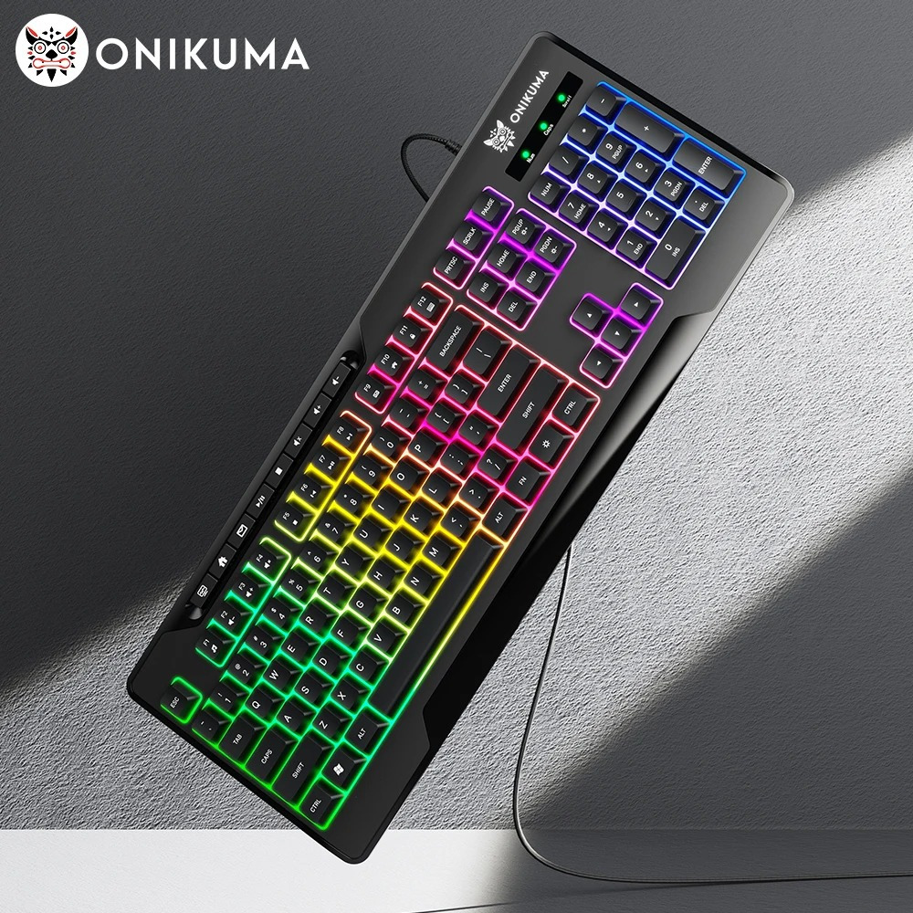 Onikuma G32 Wired Gaming Keyboard with RGB Backlit Matte Key Caps 104 ...