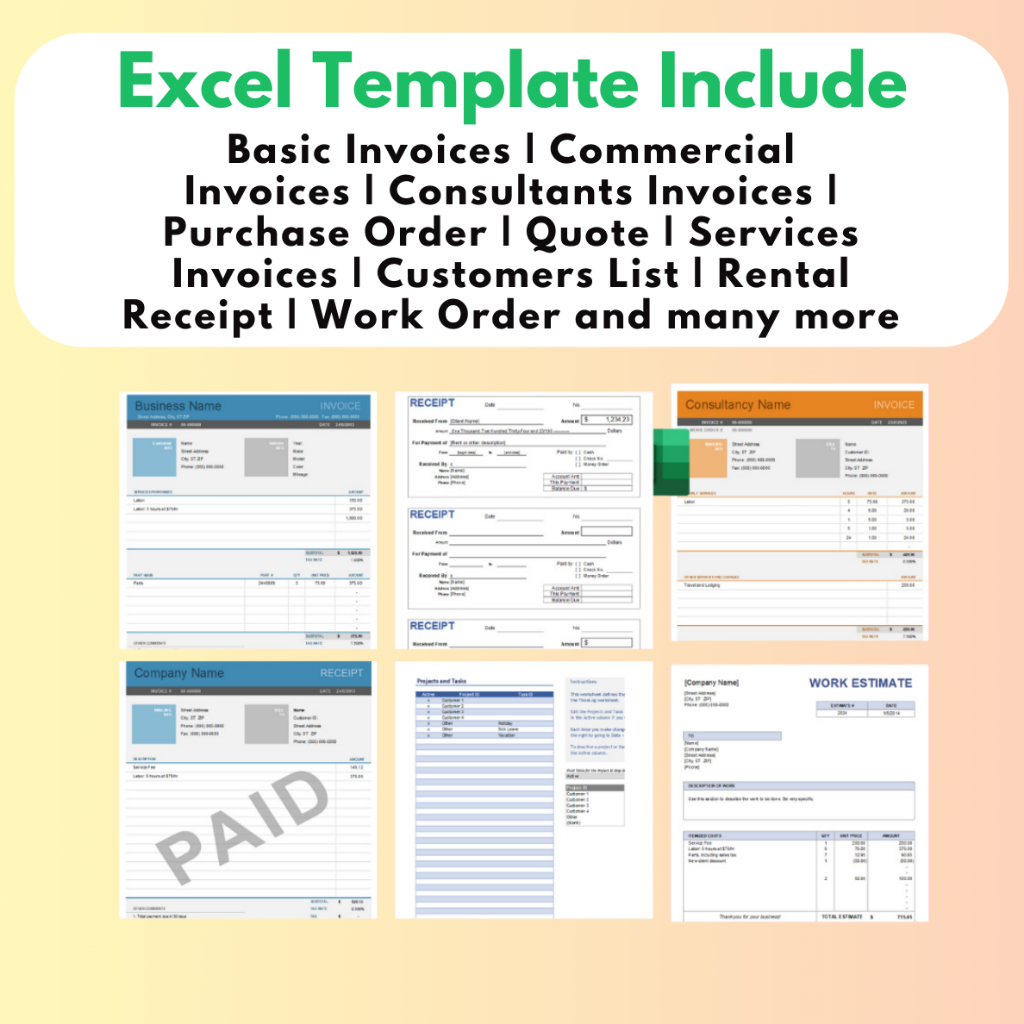 🔥INSTANT🔥 32 Set Invoices Excel Template Auto Calculation | Basic Invoices | Business Invoice ...