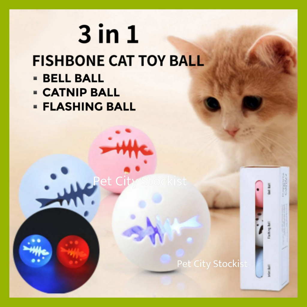 Fishbone Hollow Ball 3 in 1 Shinning Ball / Catnip / Lighting / Jingle ...